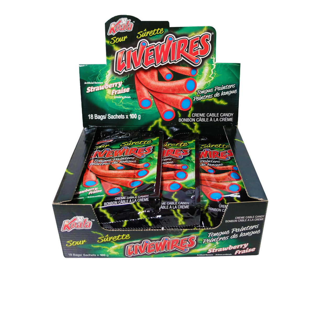 Câbles «LiveWire» à la crème fraise sure - 100 g – Ludik Candy