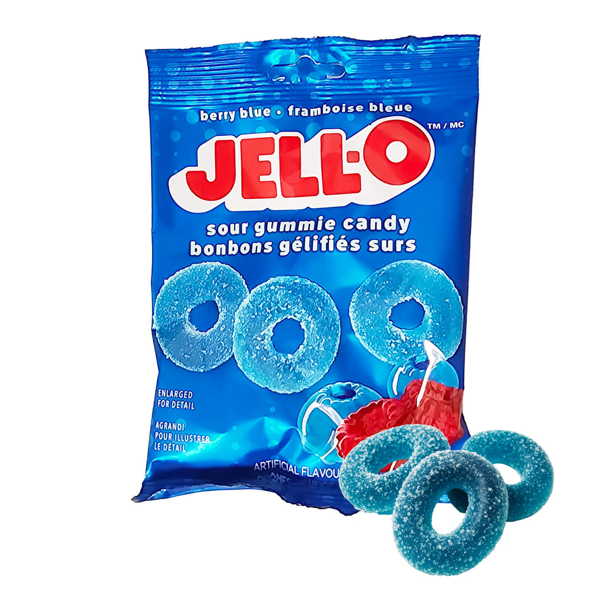 Jell-O Sour Blue Raspberry Rings - 12 x 127 g – Ludik Candy